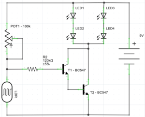 Circuit simplu care aprinde lumina automat noaptea - ELECTROKITS.RO